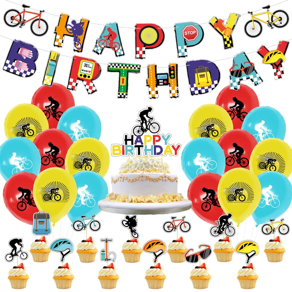 Bicycle Theme Birthday Party Decoration Set with Bicycle Printing ...