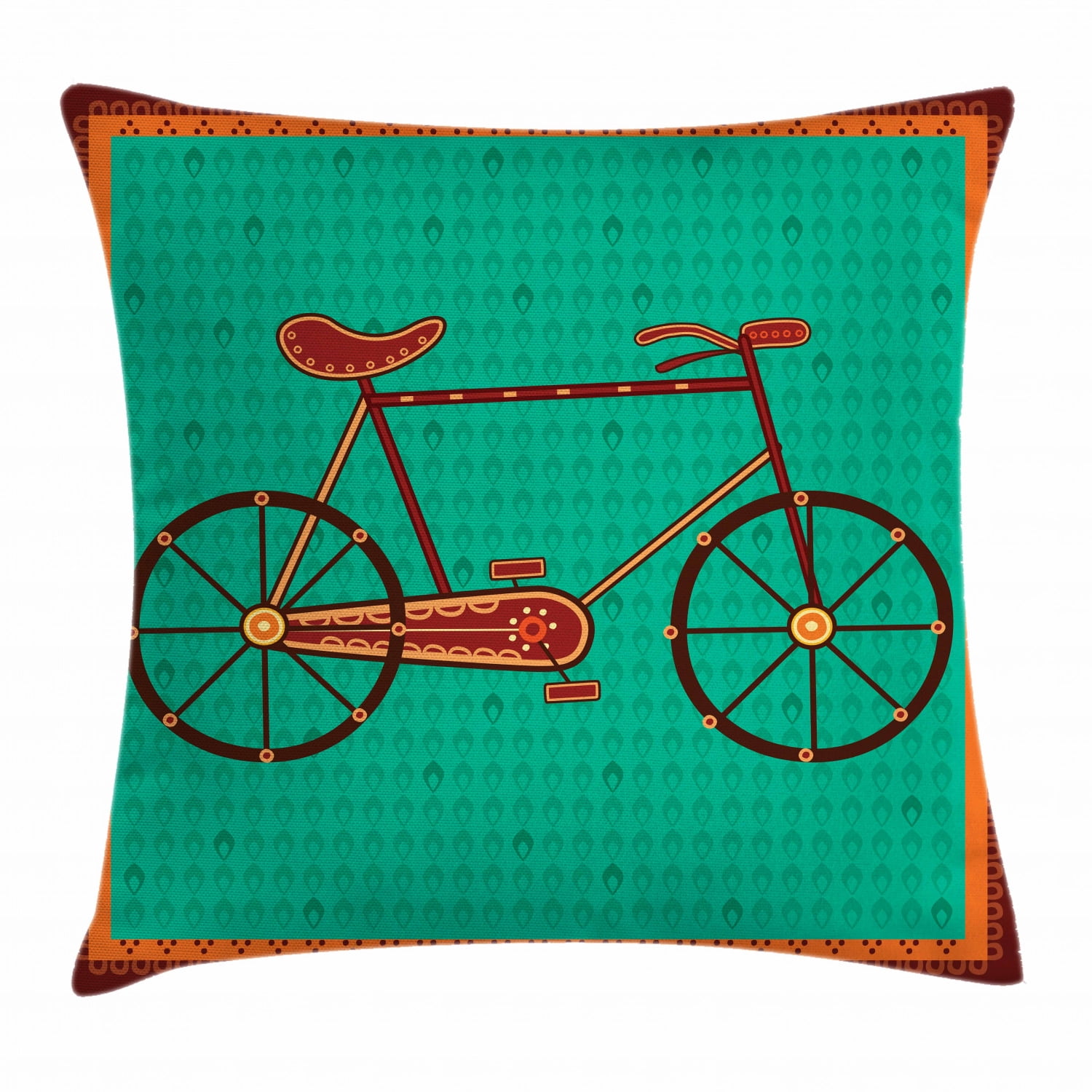 Bicycle Throw Pillow Cushion Cover, Design of a Bike in Ethnic Asian ...