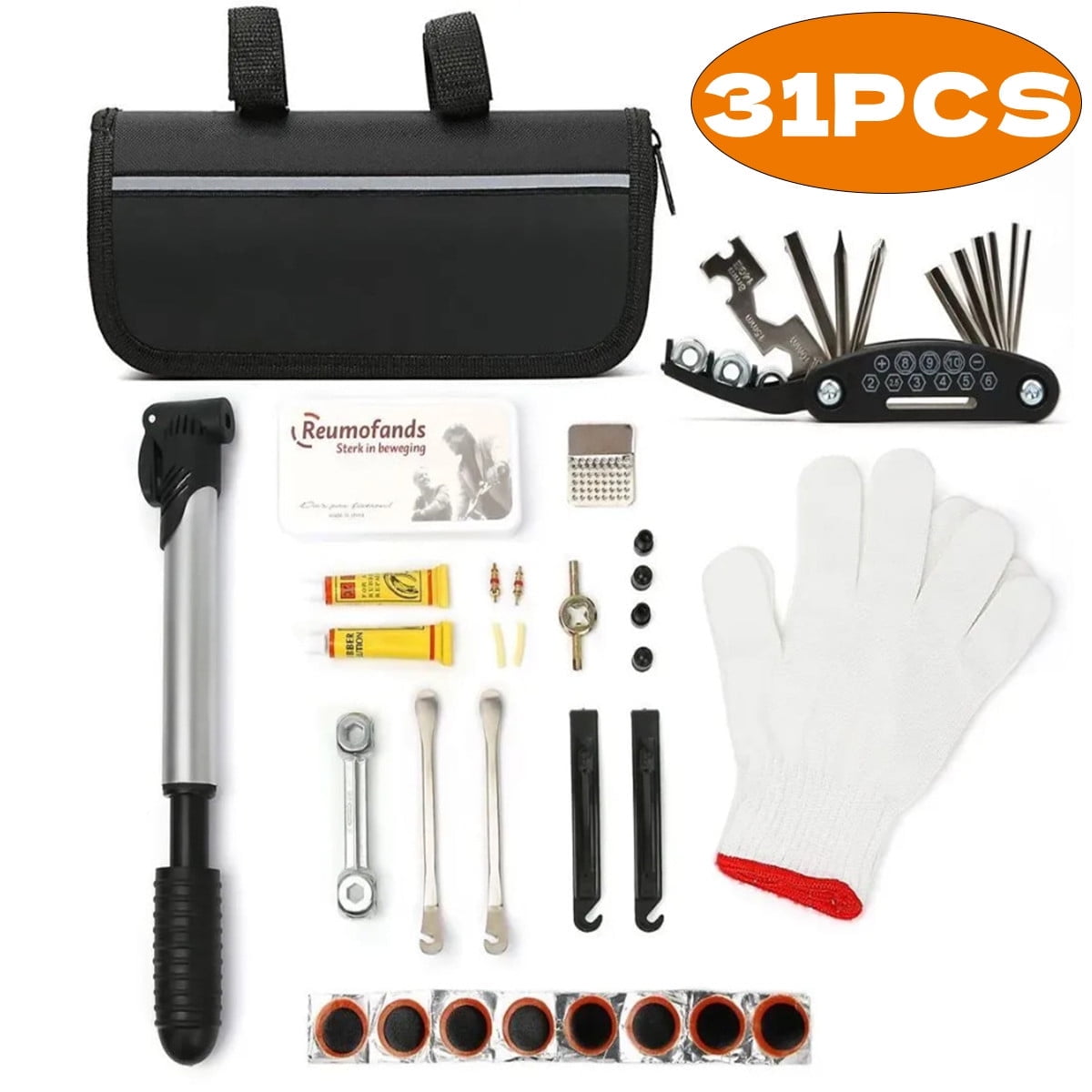 Bicycle Tire Repair Kit & Tire Pump Kit Essential Bike Tool Set,for ...