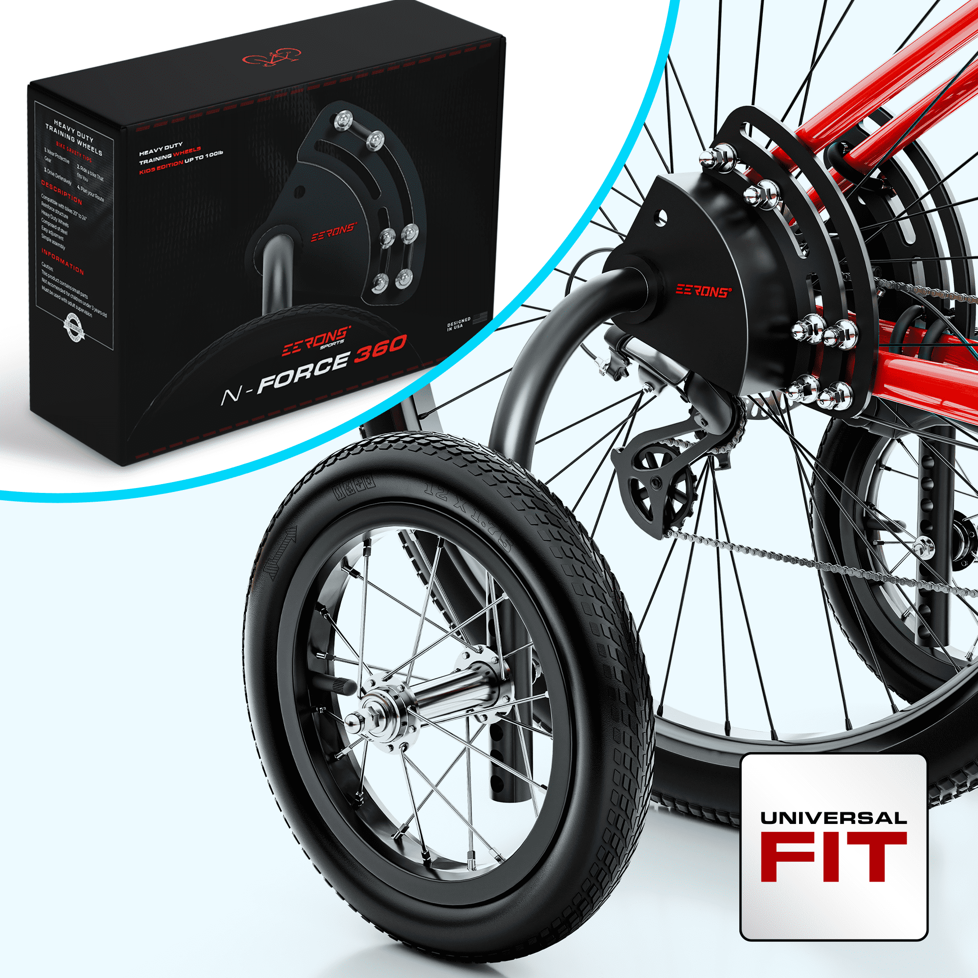 Bicycle Training Wheels - NFORCE-360- Bicycle Stabilizer for Adult 20 ...