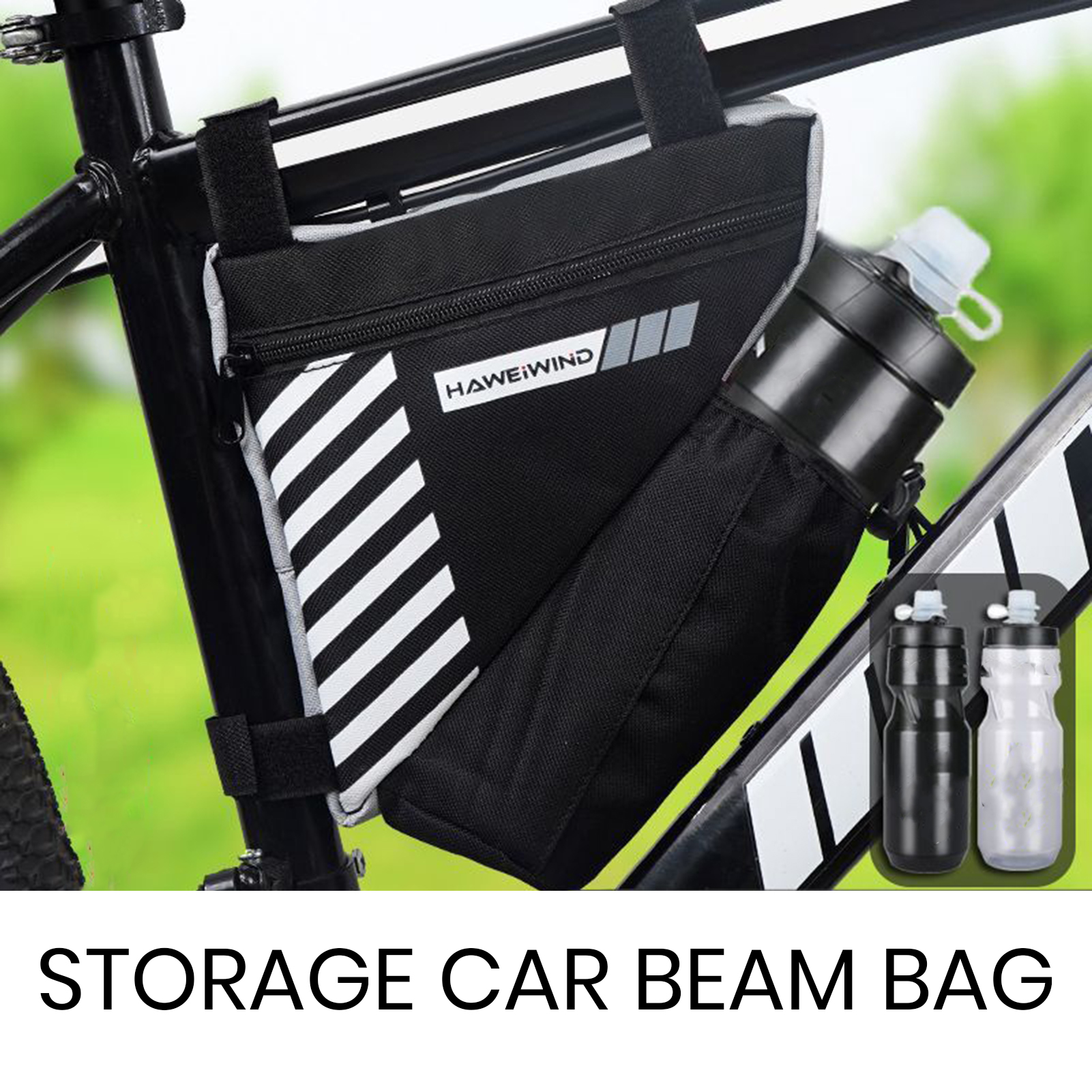 Bicycle Triangle Frame Bag with Bottle Holder Large Capacity Zipper ...