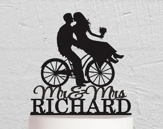 Bicycle Wedding Cake Topper, Custom Couple Cake Topper, Bike, Mr And Mrs Cakes Toppers, Bride ...