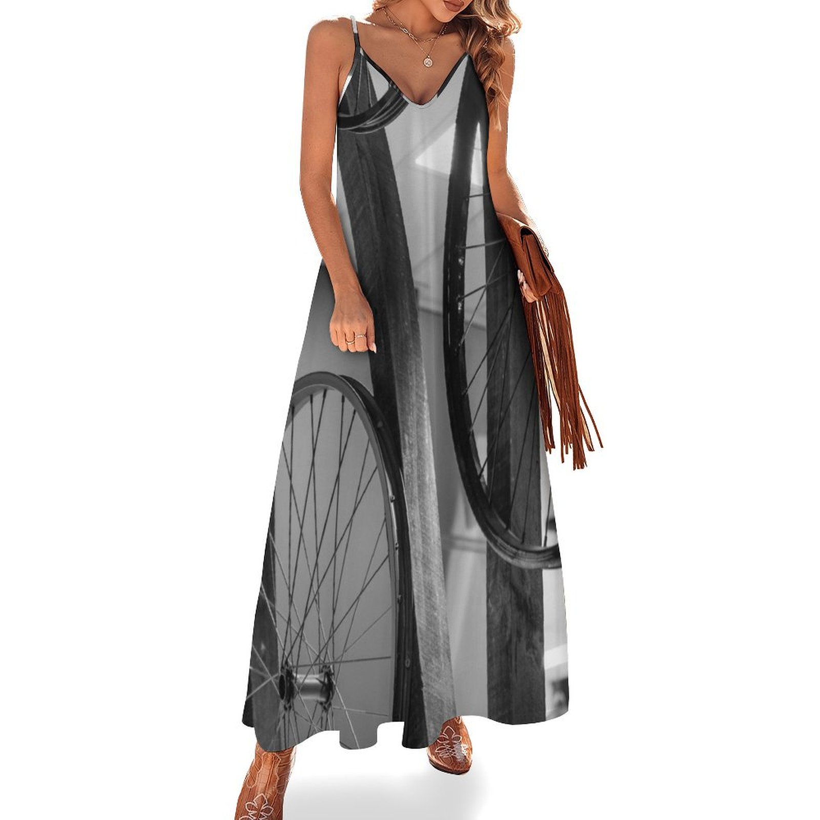 Bicycle Wheels Sleeveless Dress women clothing 2024 new arrivals Long ...
