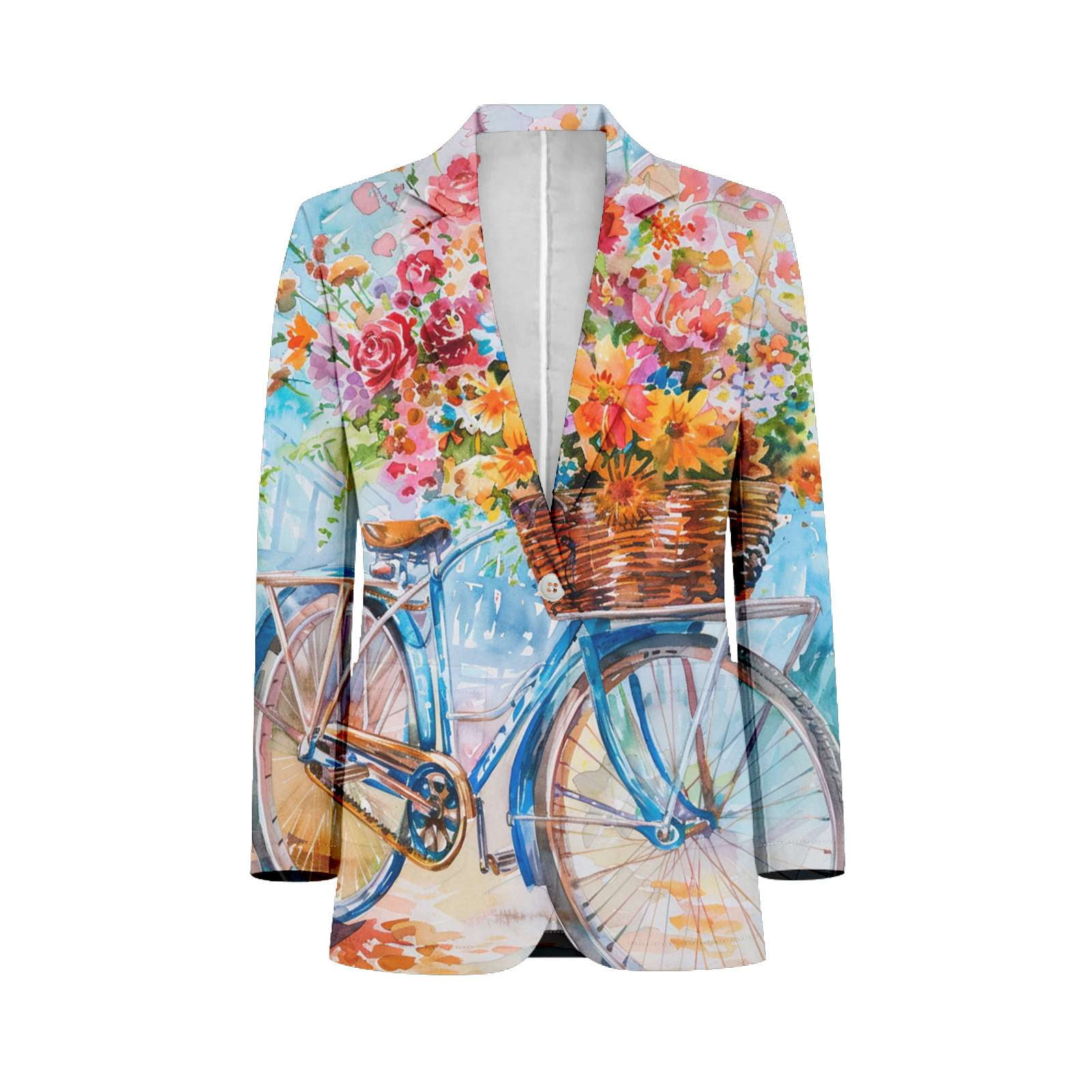 Bicycle With Basket Of Flowers Customized Men's Suits full man Shawl ...