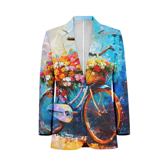 Bicycle With Basket Of Flowers Customized Men's Suits full man Shawl ...