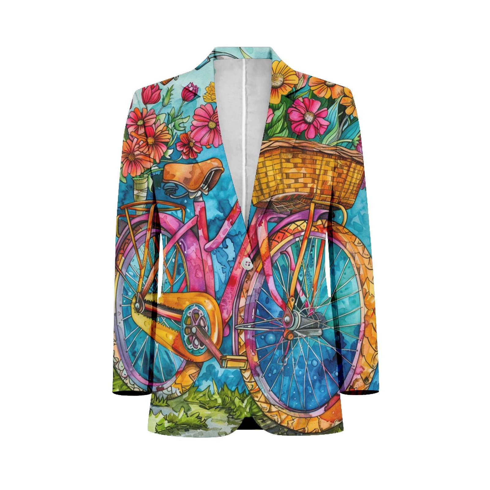 Bicycle With Basket Of Flowers Customized Men's Suits full man Shawl ...