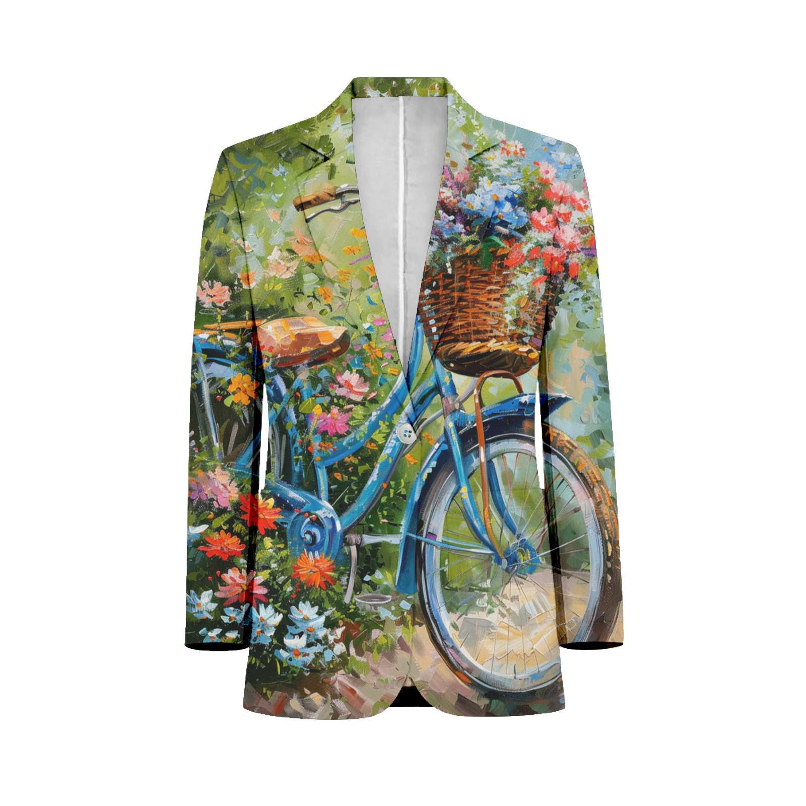 Bicycle With Basket Of Flowers Customized Men's Suits full man Shawl ...