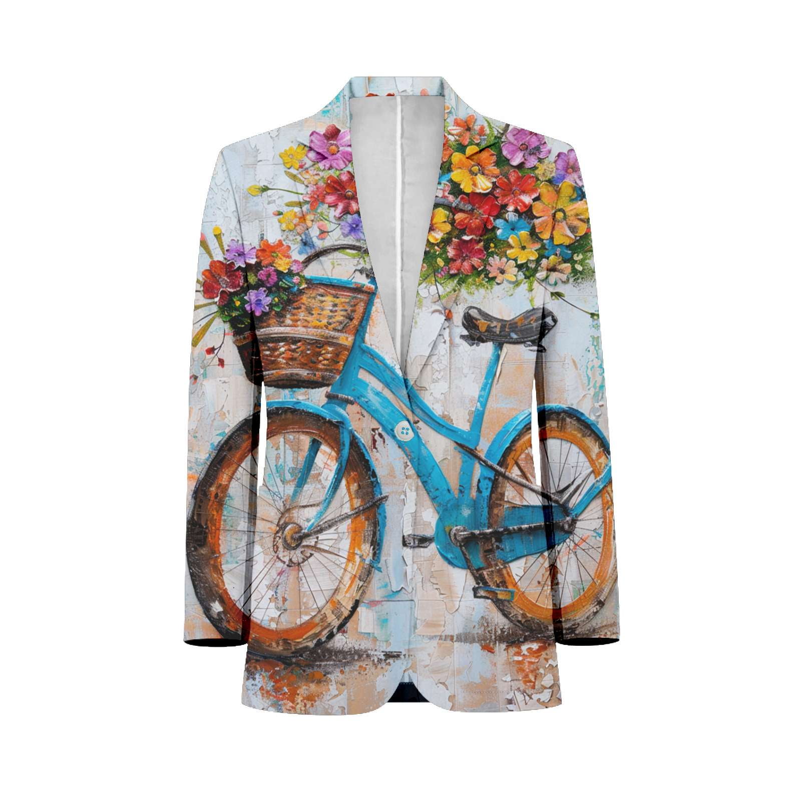 Bicycle With Basket Of Flowers Customized Men's Suits full man Shawl ...