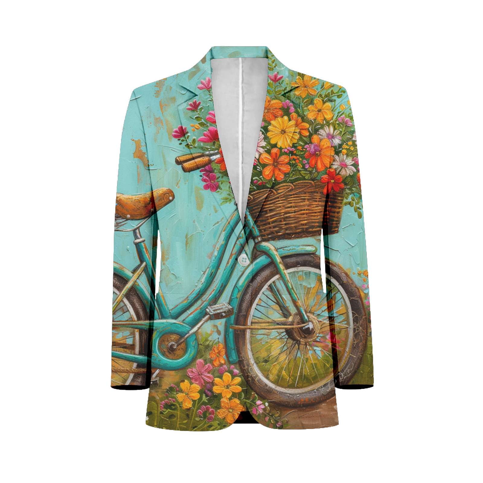 Bicycle With Basket Of Flowers Customized Men's Suits full man Shawl ...