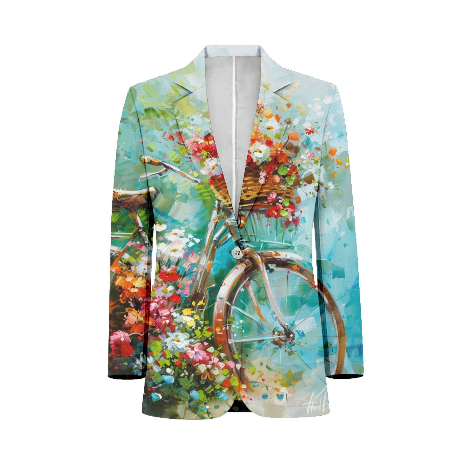 Bicycle With Basket Of Flowers Customized Men's Suits full man Shawl Collar Gentleman Suits for ...