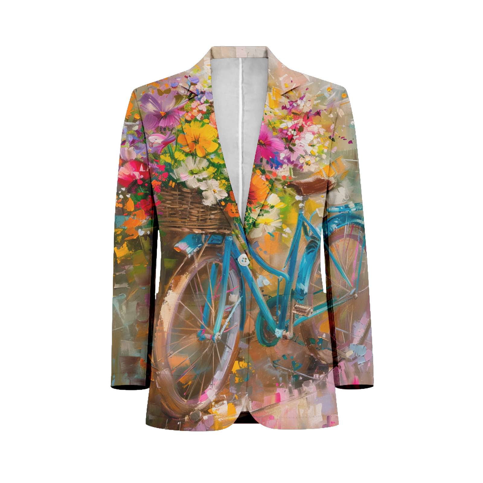 Bicycle With Basket Of Flowers Customized Men's Suits full man Shawl ...