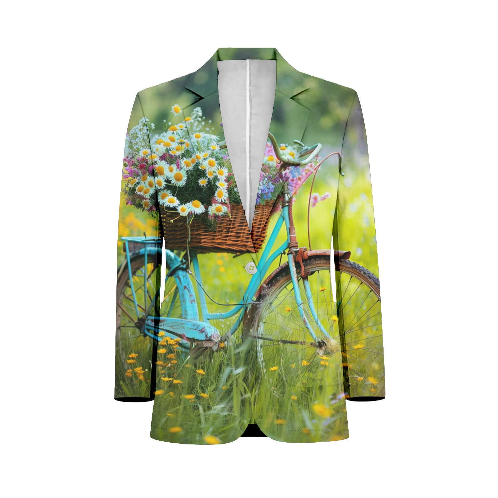 Bicycle With Basket Of Flowers Customized Men's Suits full man Shawl ...