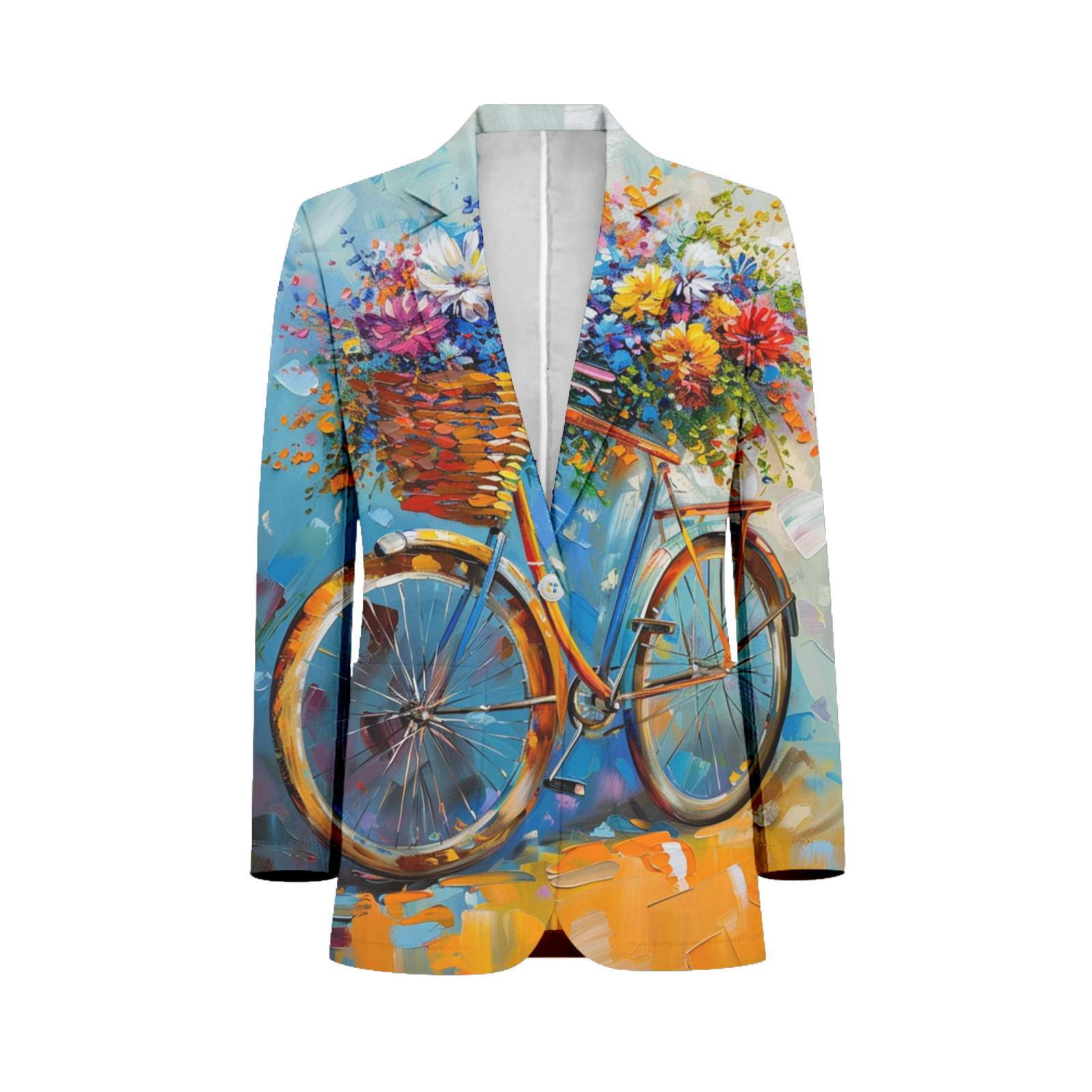 Bicycle With Basket Of Flowers Customized Men's Suits full man Shawl Collar Gentleman Suits for ...
