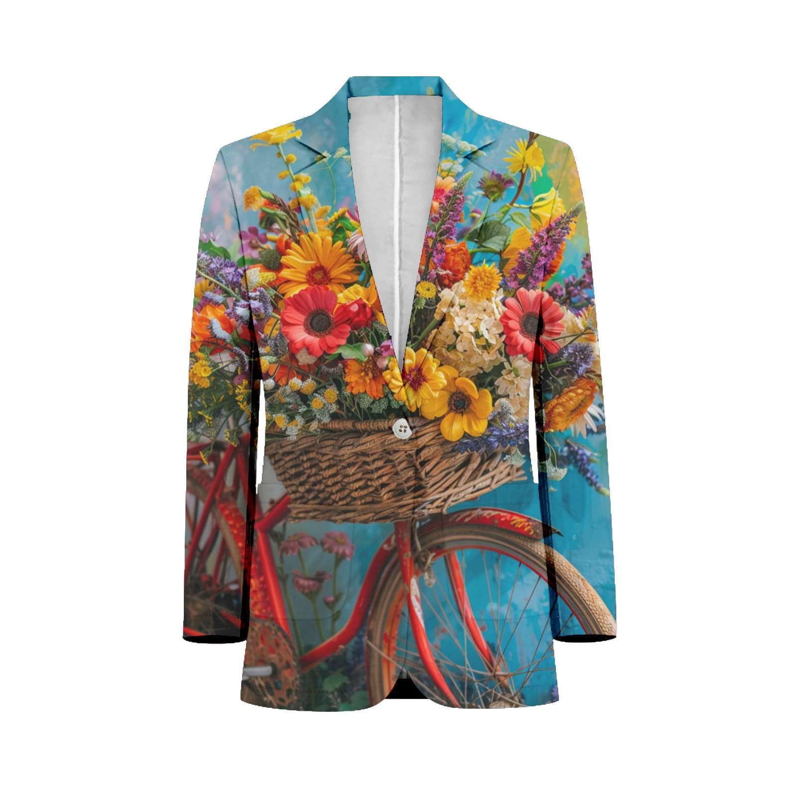 Bicycle With Basket Of Flowers Customized Men's Suits full man Shawl ...