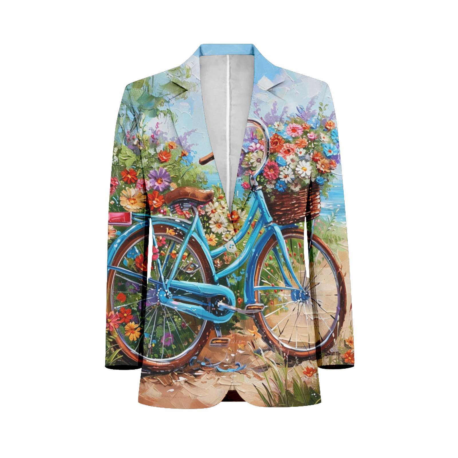Bicycle With Basket Of Flowers Customized Men's Suits full man Shawl ...