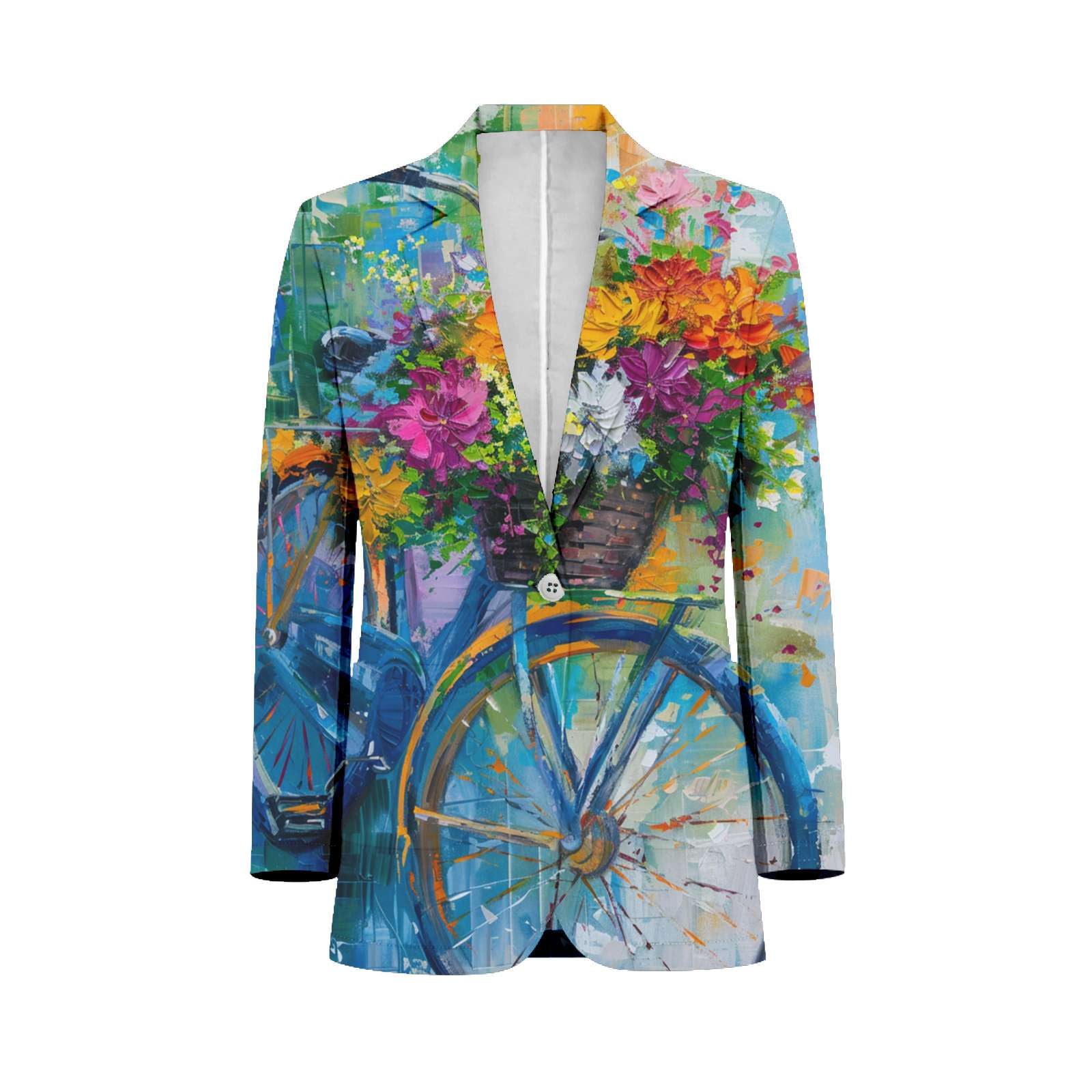 Bicycle With Basket Of Flowers Customized Men's Suits full man Shawl Collar Gentleman Suits for ...