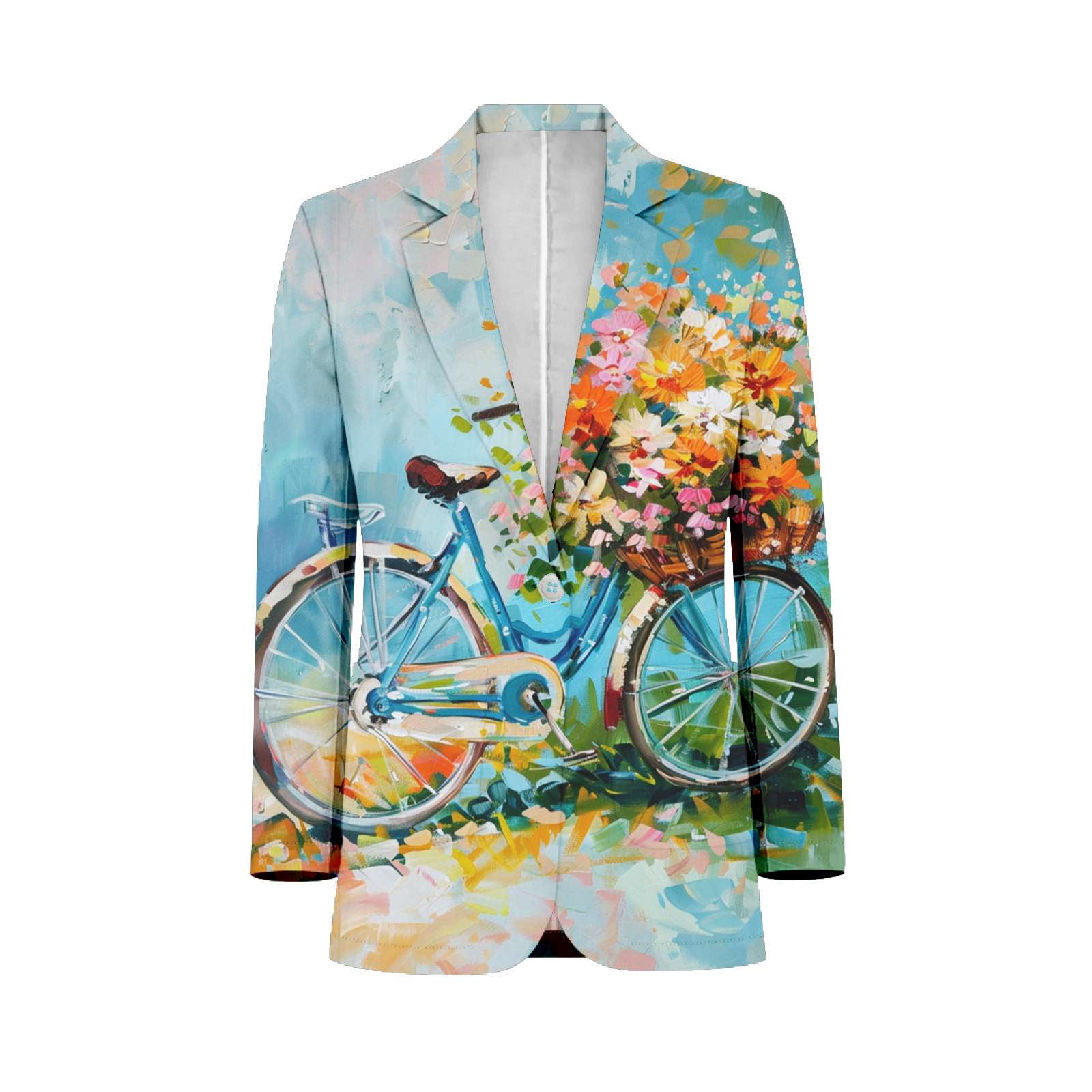 Bicycle With Basket Of Flowers Customized Men's Suits full man Shawl ...