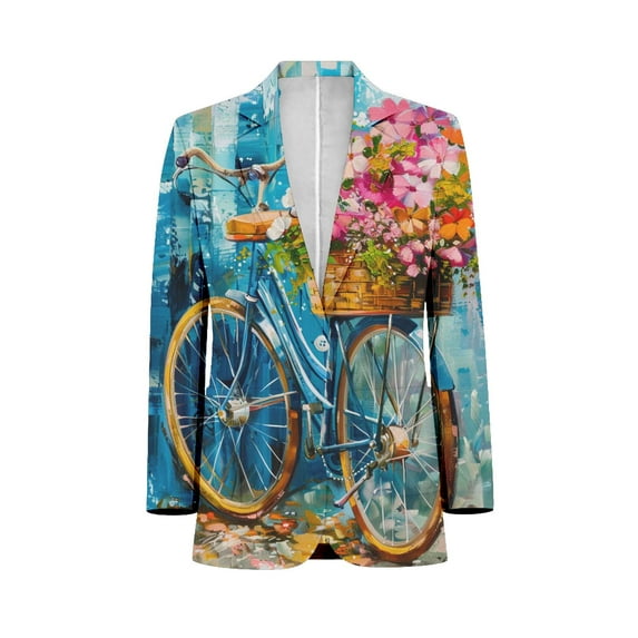 Bicycle With Basket Of Flowers Men's Suit Blazer Casual Party Wear Slim ...