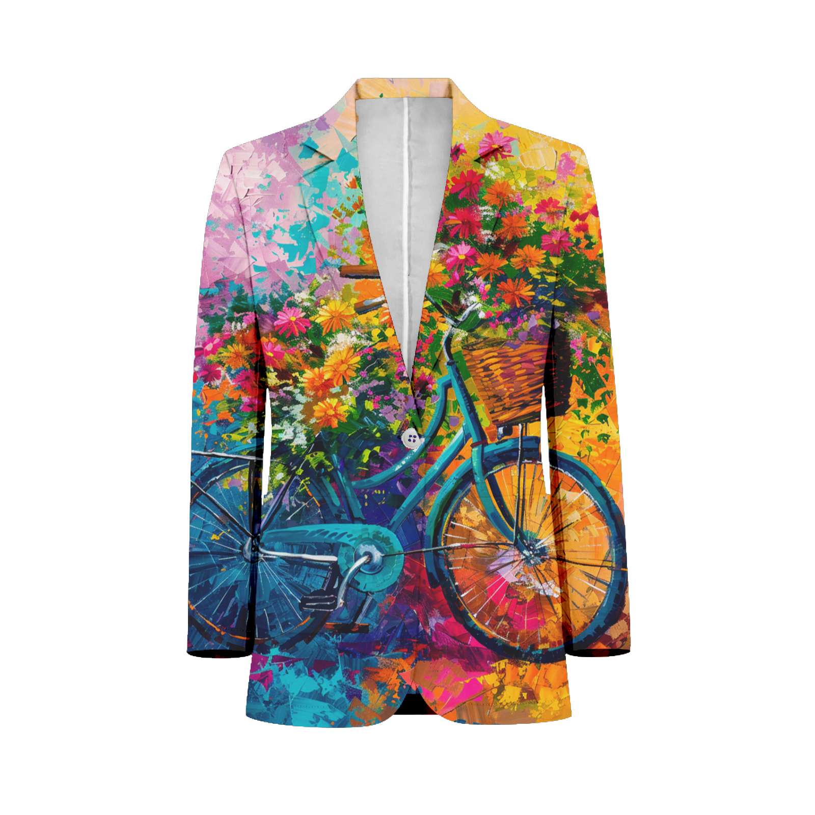 Bicycle With Basket Of Flowers Men's Suit Blazer Casual Party Wear Slim ...
