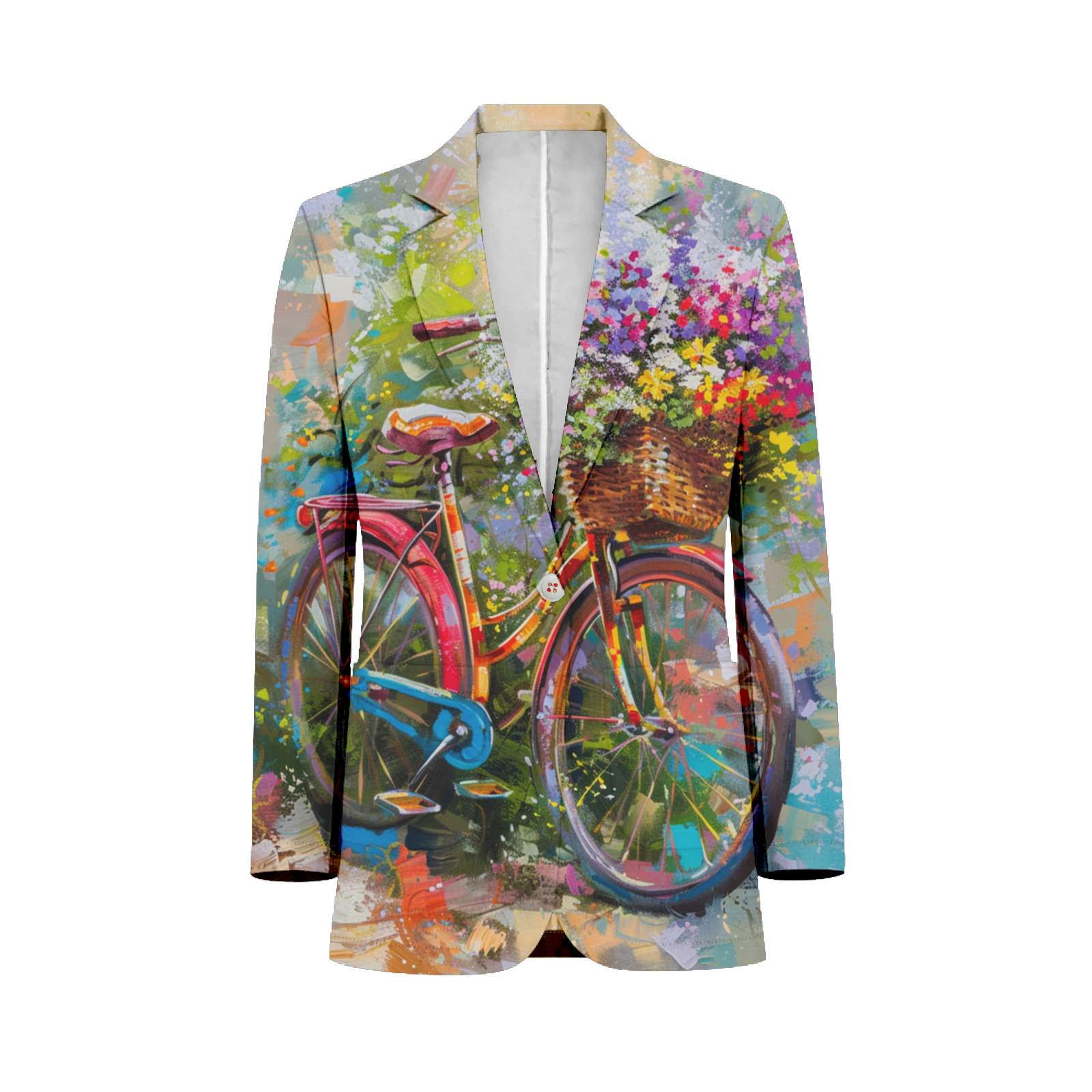 Bicycle With Basket Of Flowers Mens Suits Shawl Collar Slim Fit Suit ...