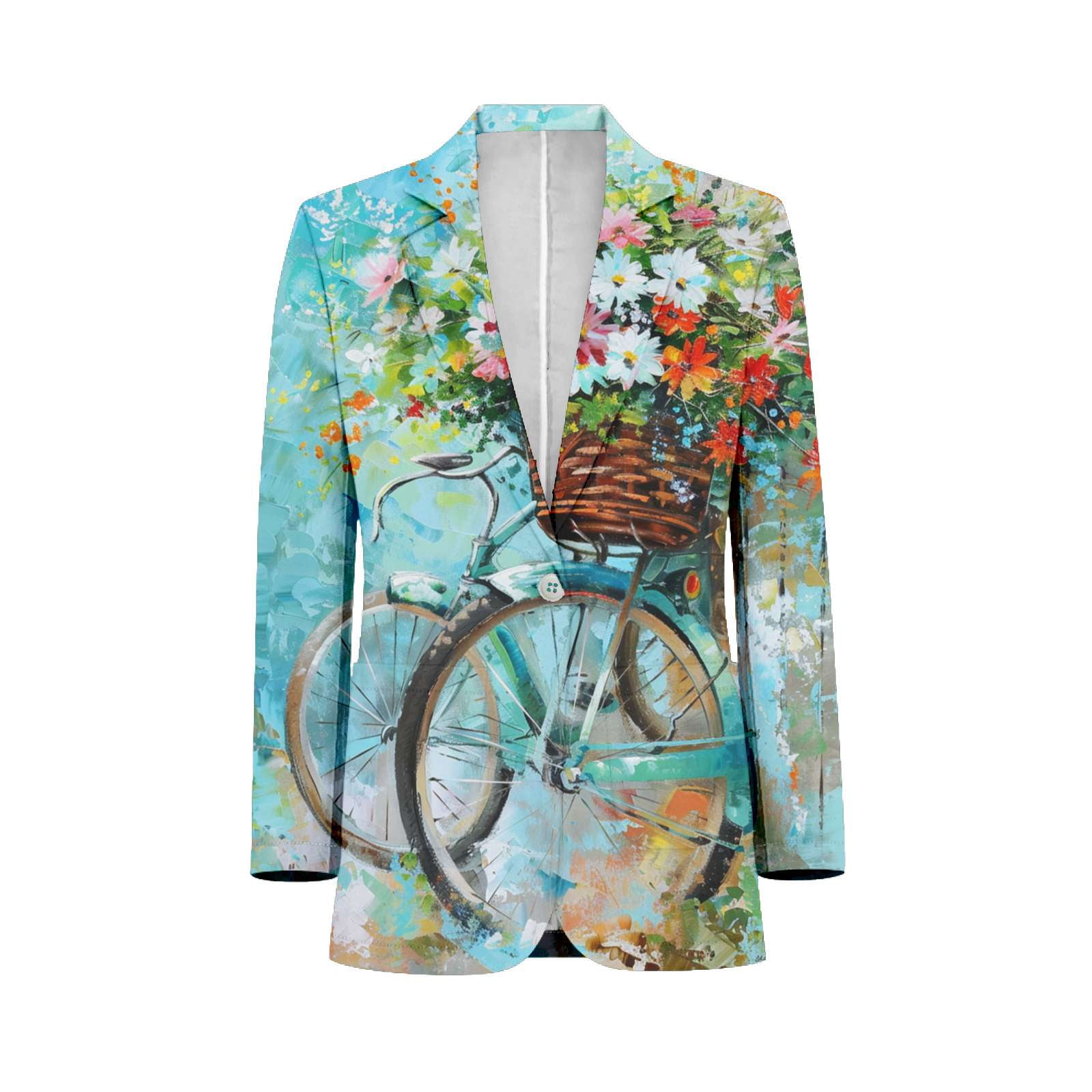 Bicycle With Basket Of Flowers Mens Suits Shawl Collar Slim Fit Suit ...