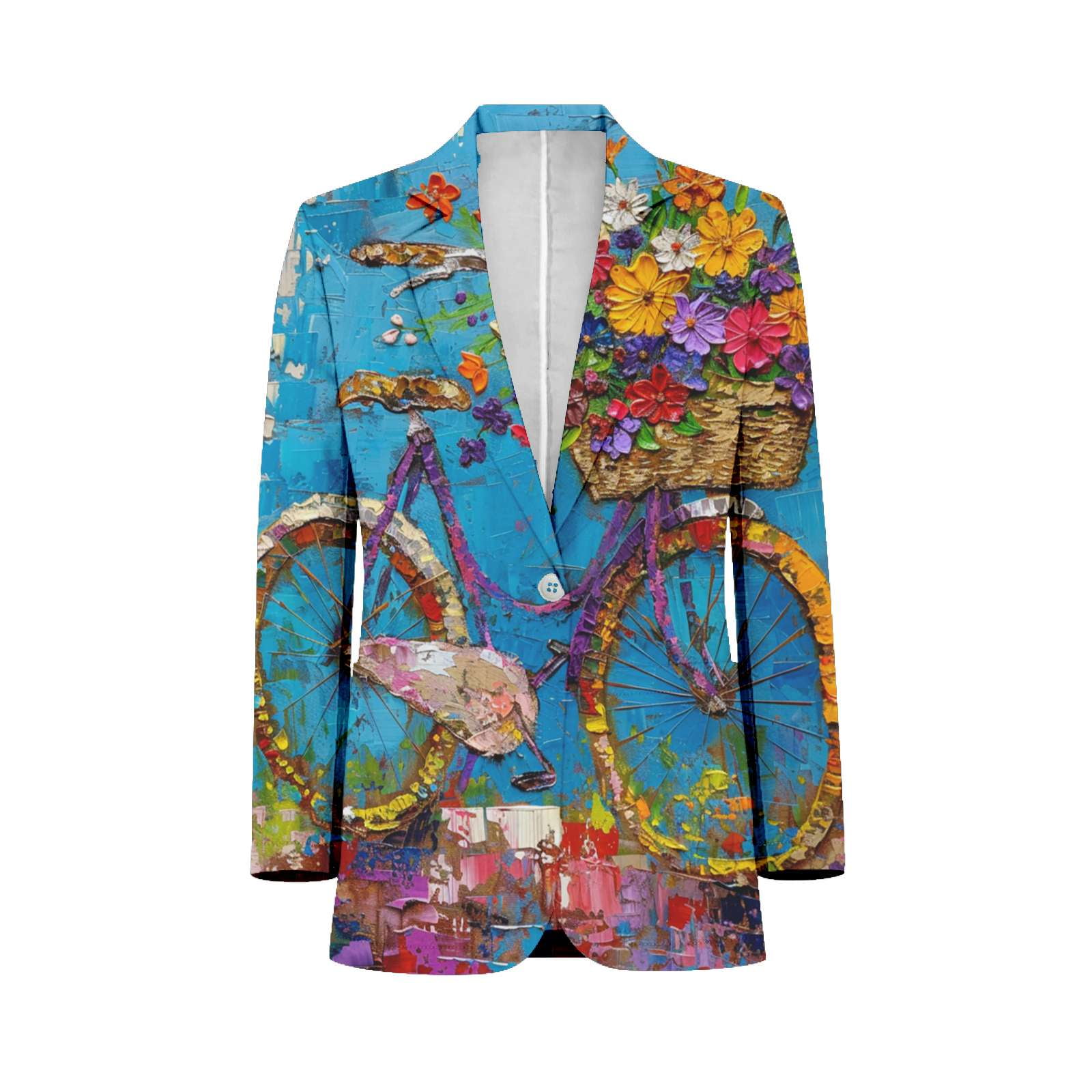 Bicycle With Basket Of Flowers Mens Suits Shawl Collar Slim Fit Suit ...