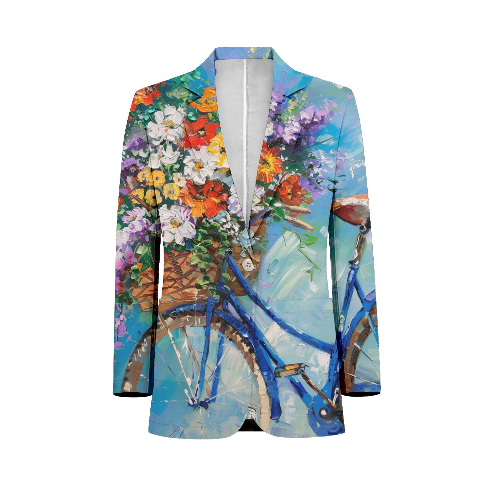 Bicycle With Basket Of Flowers Mens Suits Shawl Collar Slim Fit Suit ...