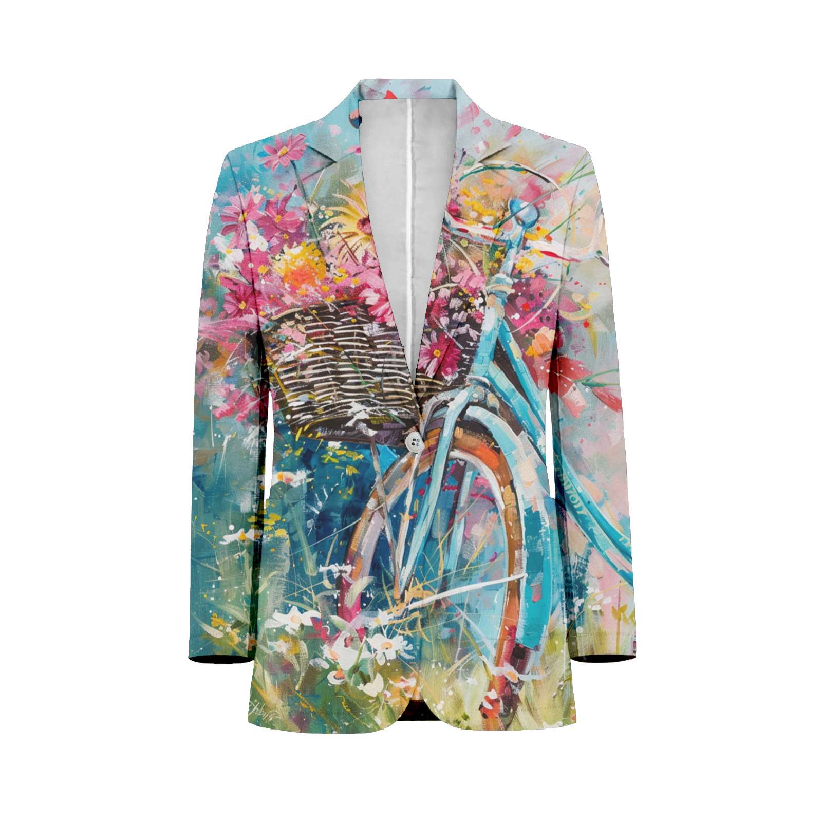 Bicycle With Basket Of Flowers Mens Suits Shawl Collar Slim Fit Suit ...