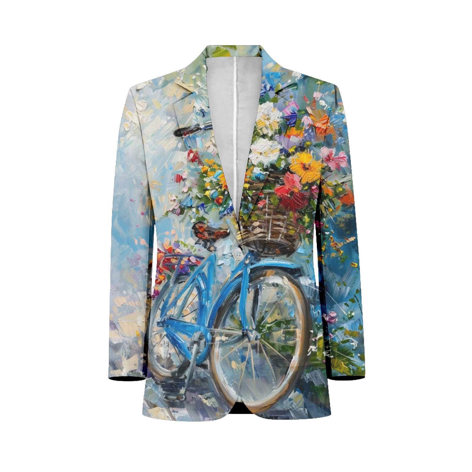 Bicycle With Basket Of Flowers Mens Suits Shawl Collar Slim Fit Suit ...