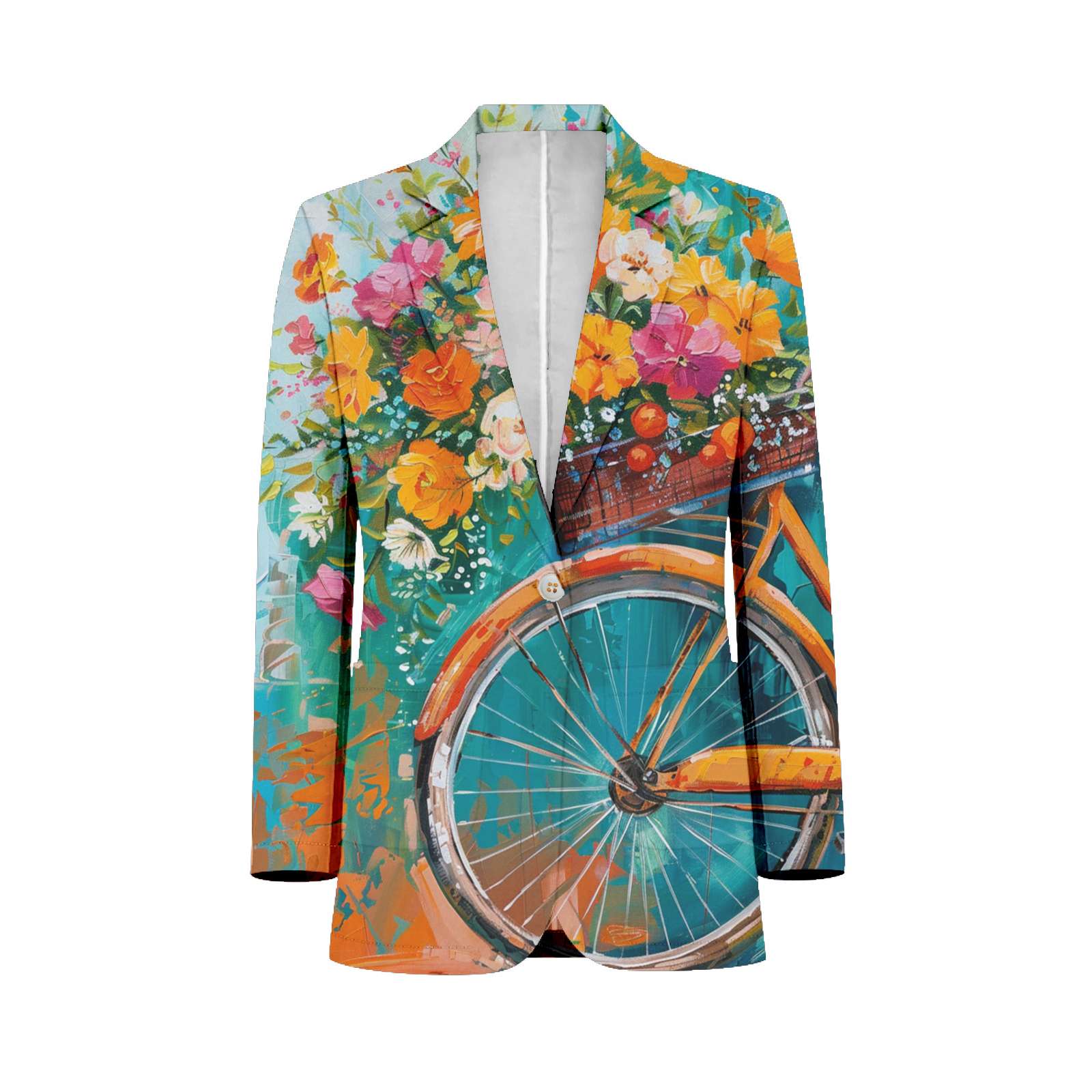 Bicycle With Basket Of Flowers Mens Suits Shawl Collar Slim Fit Suit ...