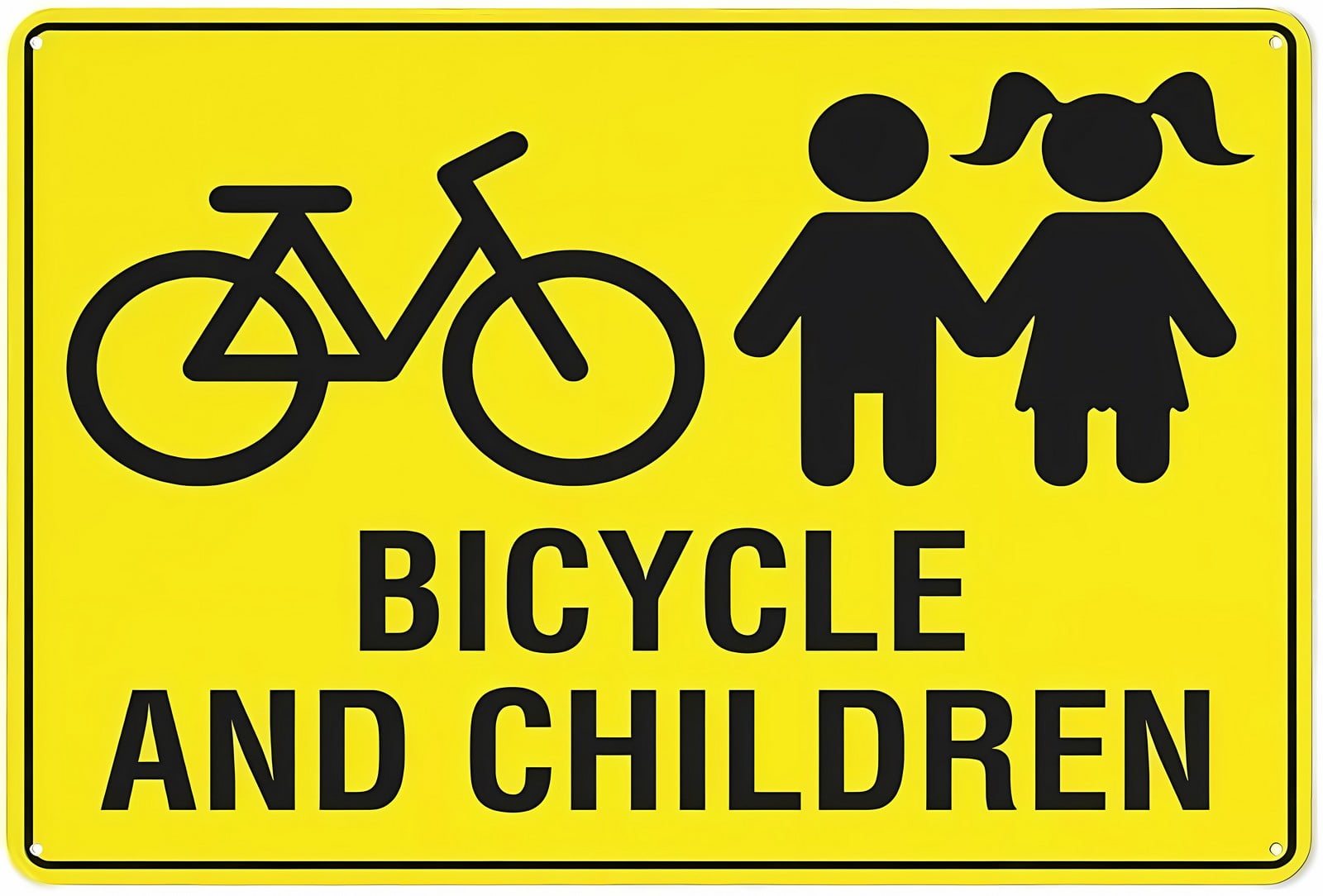 Bicycle and Children Safe Sign 12 x 8 Inches - Outdoor Use, Practical ...