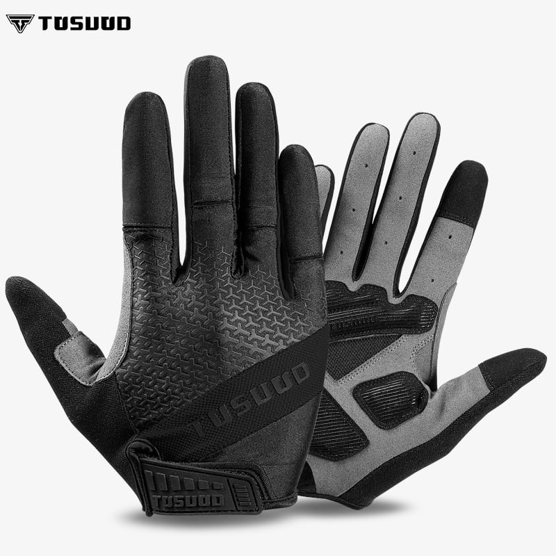 Bicycle riding gloves, full-finger gloves, touch screen gloves,L,Black ...