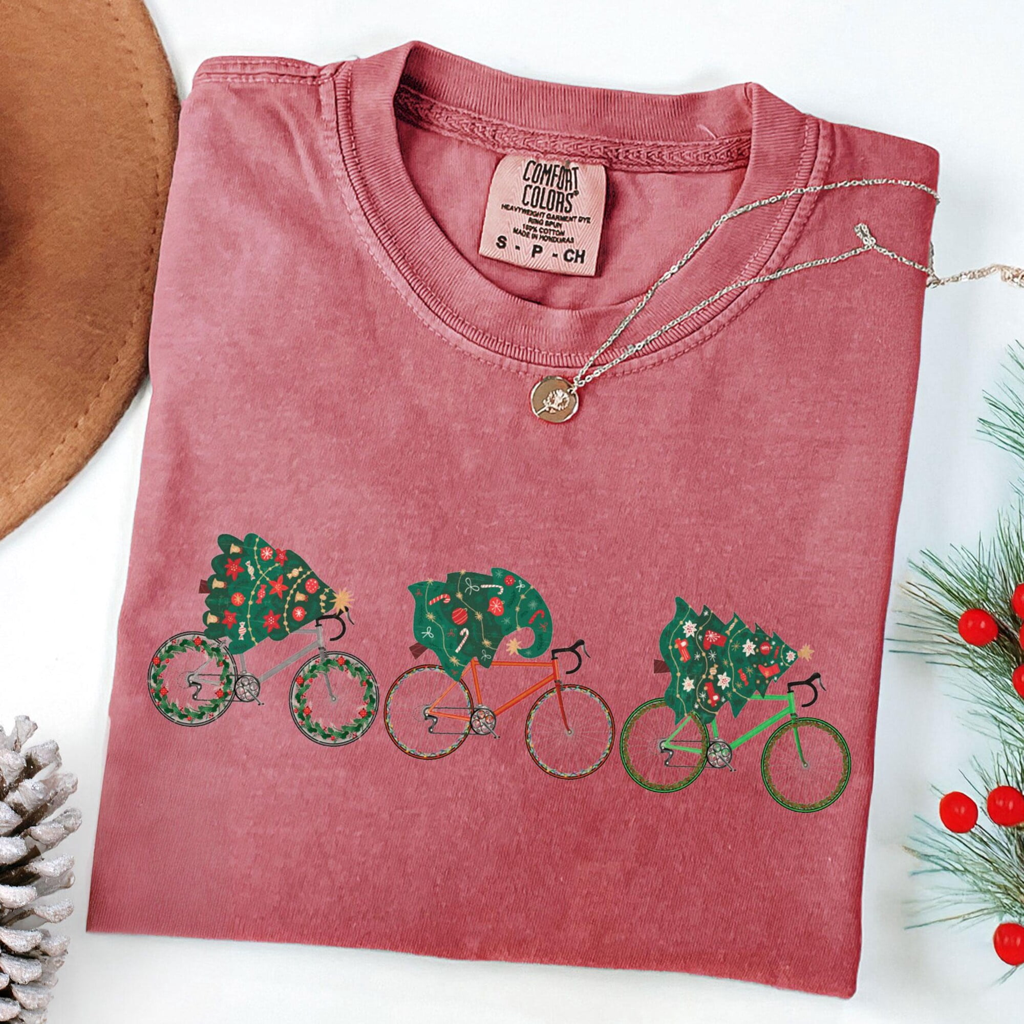 Bicycles Christmas Tree TShirt Santa Cycling Tee Bicycle Xmas Shirt ...