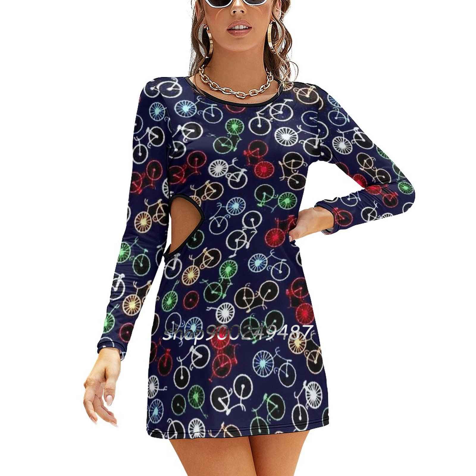 Bicycles Galore : Vintage Multiple Bike Print Flare Dress Square Neck ...