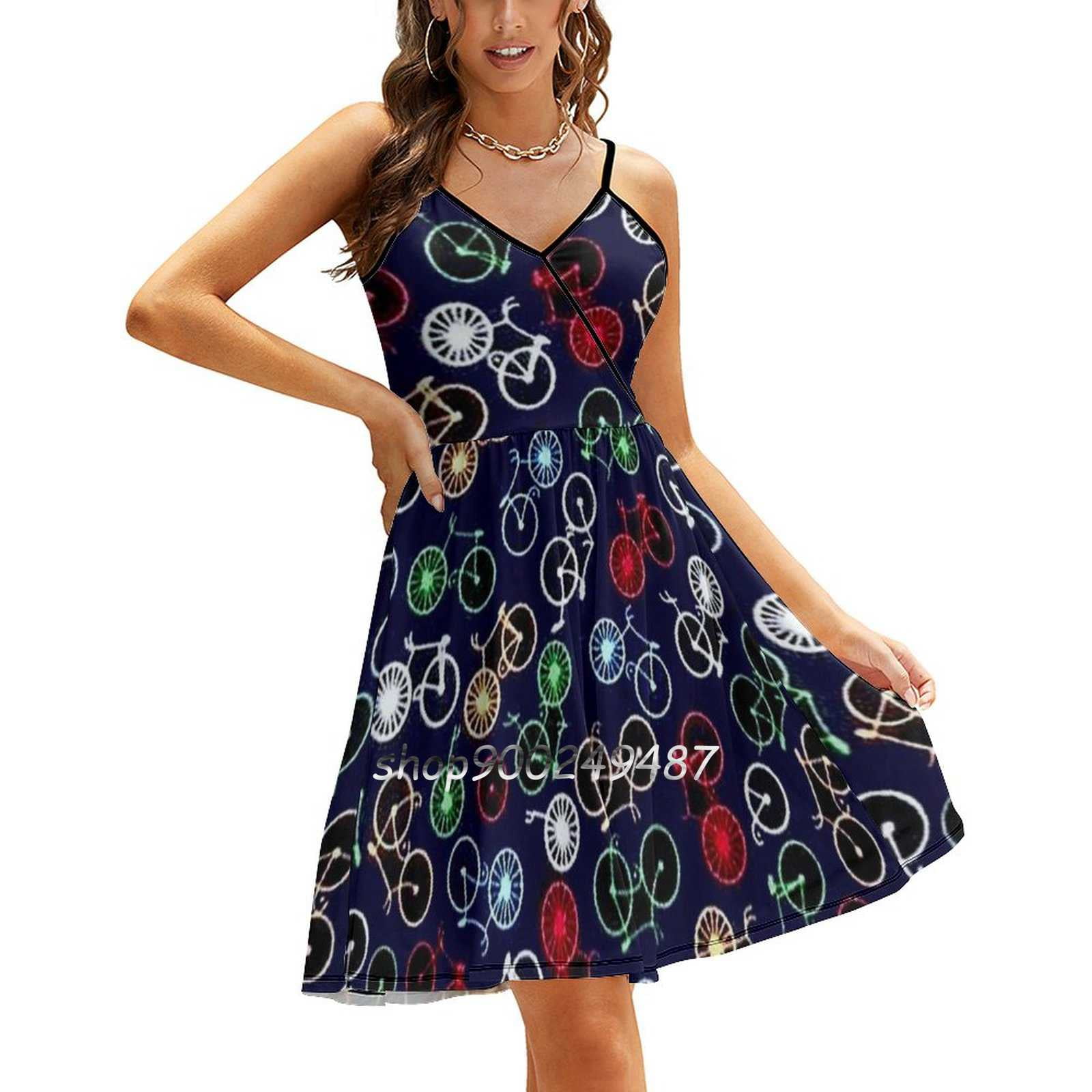 Bicycles Galore : Vintage Multiple Bike Print Flare Dress Square Neck ...
