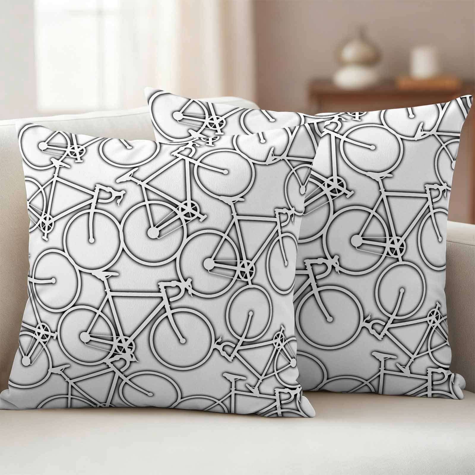 Bicycles Outdoor Waterproof Throw Pillow Covers 16x16 Set of 2, Modern ...