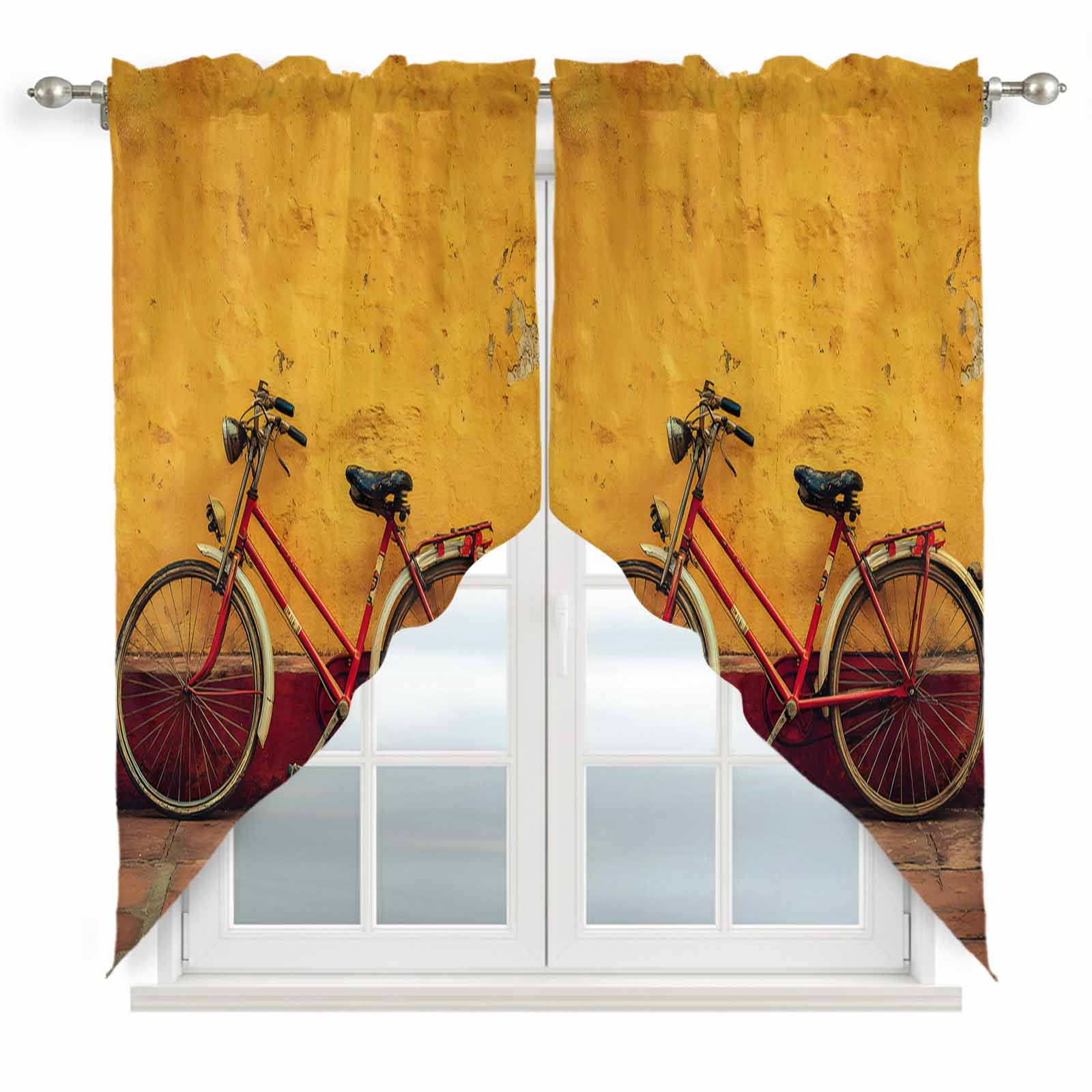 Bicycles Swag Curtains for Kitchen/Bedroom/Living Room, Farmhouse ...