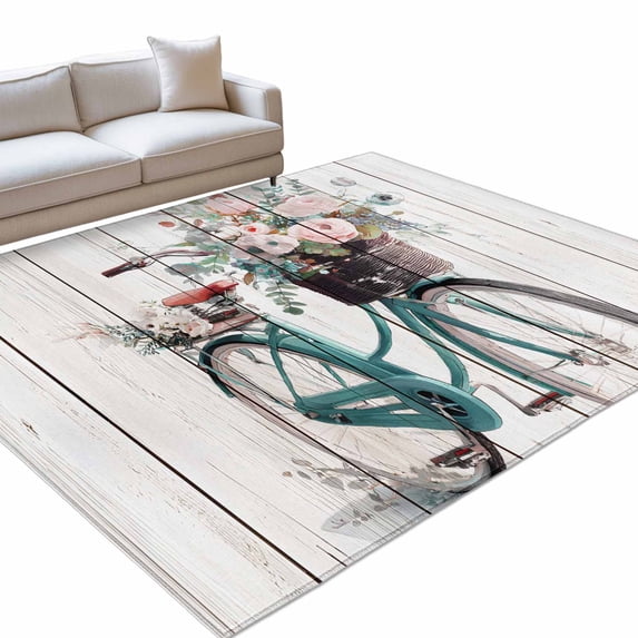 Bicycles Washable Rug 4x6 Area Rug for Living Room Bedroom Non Slip ...