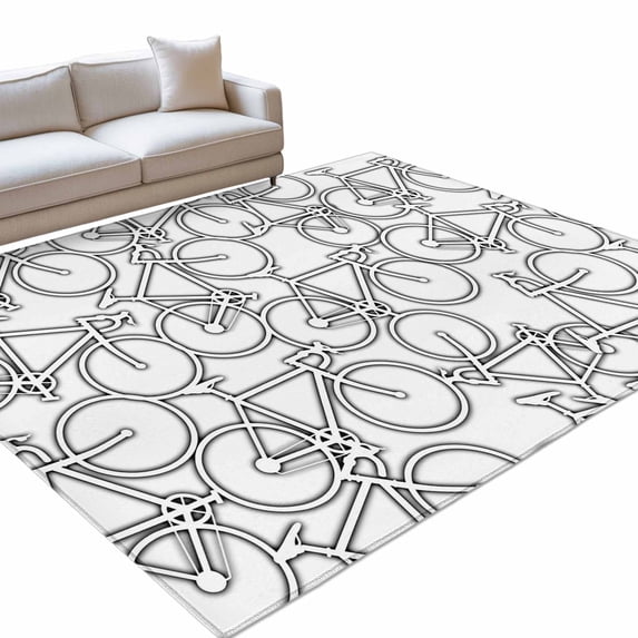 Bicycles Washable Rug 5x7 Area Rug for Living Room Bedroom Non Slip ...