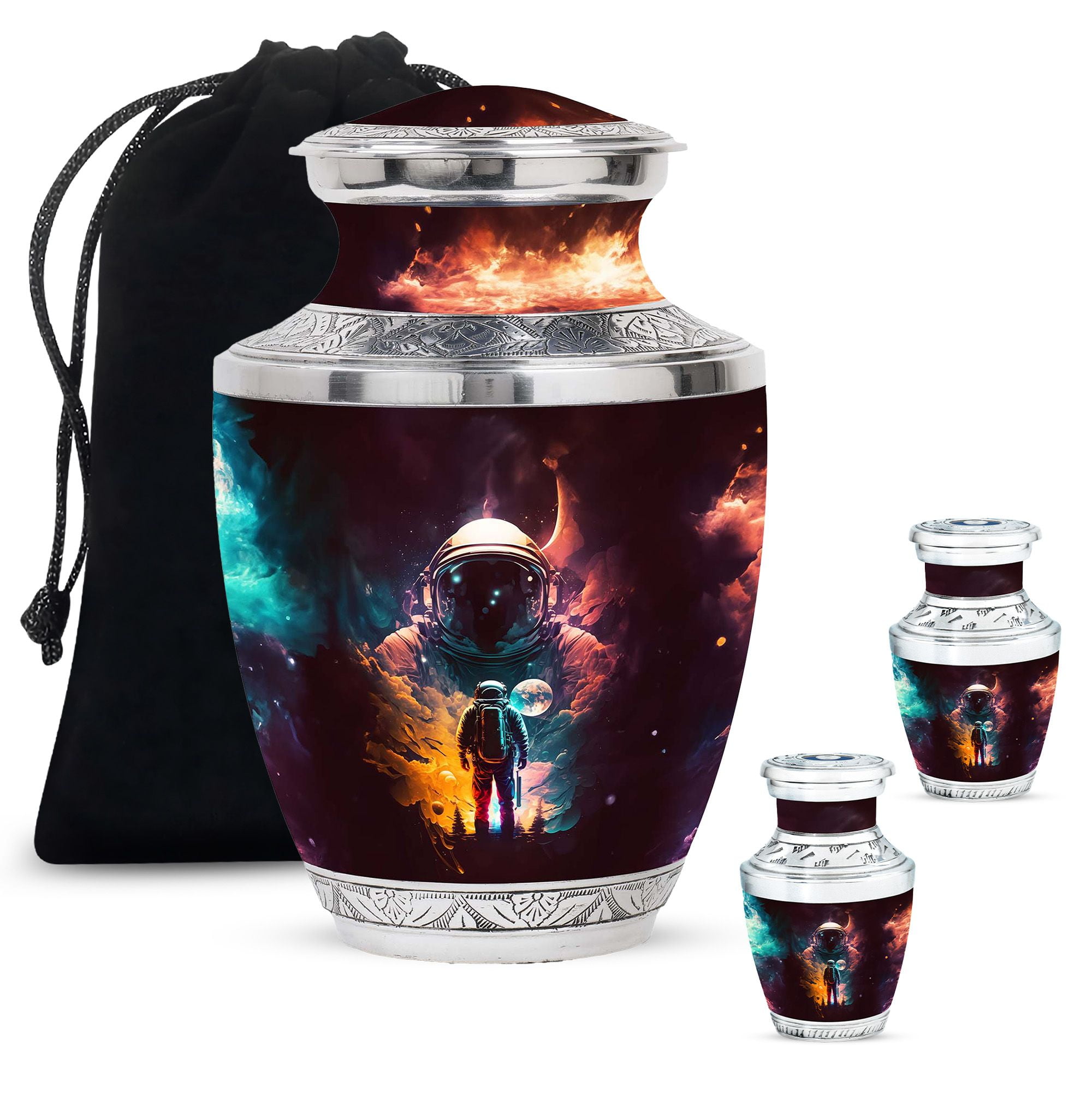 Bicycling Astronaut Burial Large Urns For Ashes Father - Tiny Unique ...