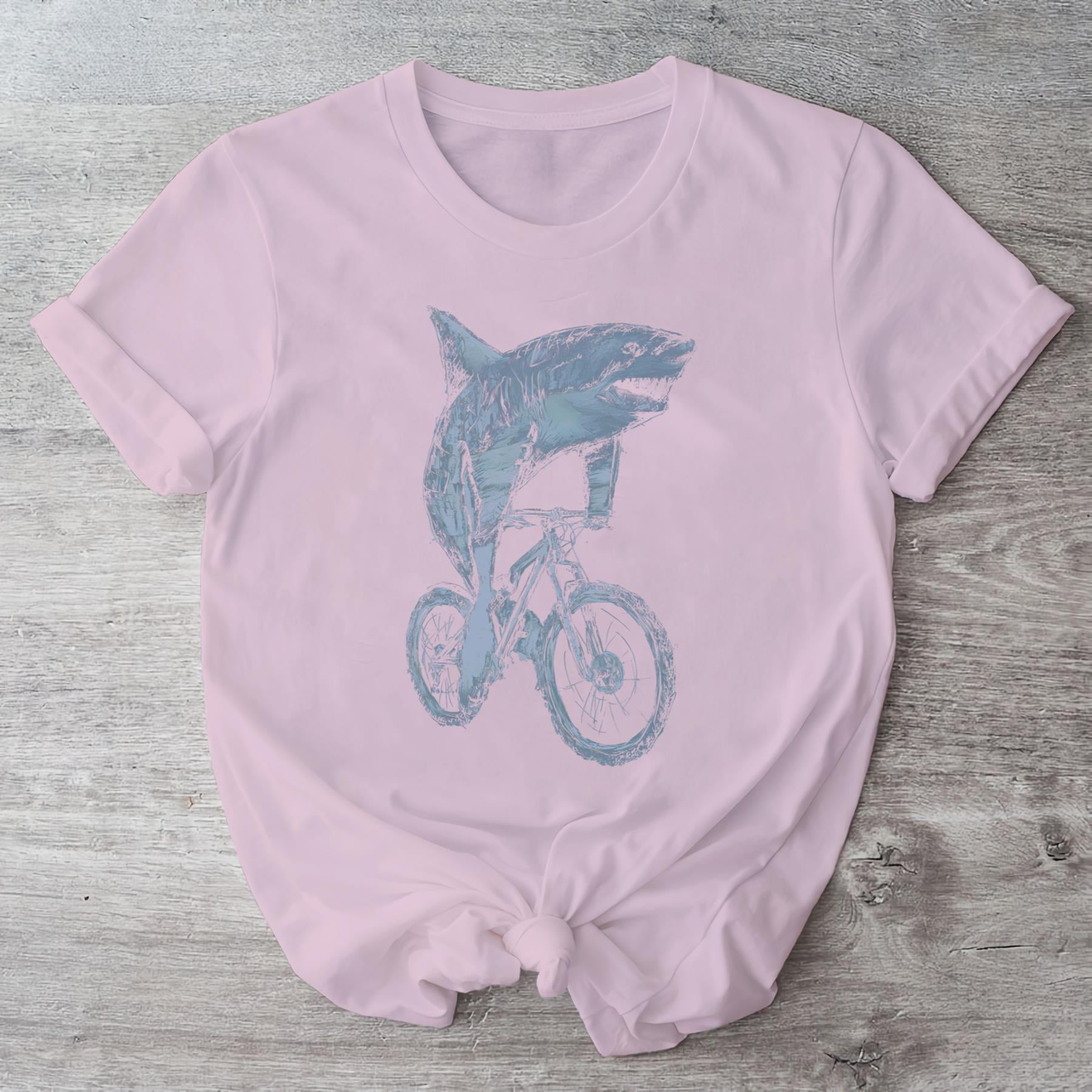 Bicycling Great White Shark Shirt - Screen Printed Shirt, Men's Shirt ...