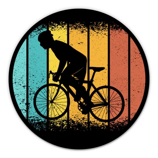 Bicyclist Biker Bike Retro - 5" Vinyl Sticker - For Car Laptop I-Pad ...