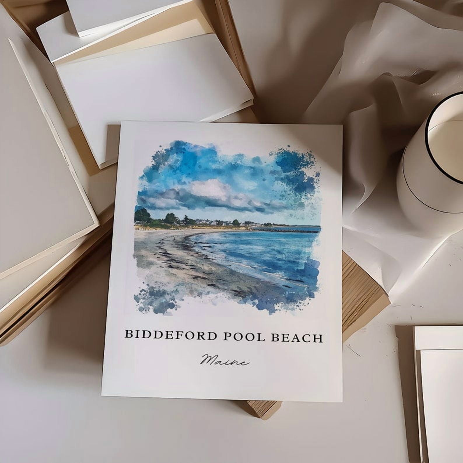 Biddeford Pool Beach Art Biddeford Beach Print Saco Bay Watercolor ...