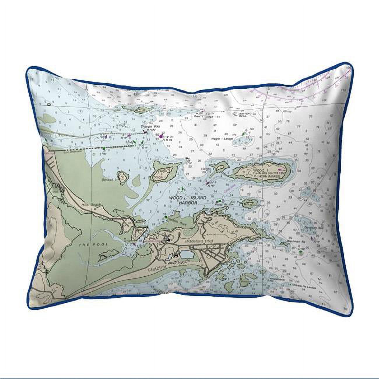 Biddleford Pool, ME Nautical Map Large Corded Indoor & Outdoor Pillow ...