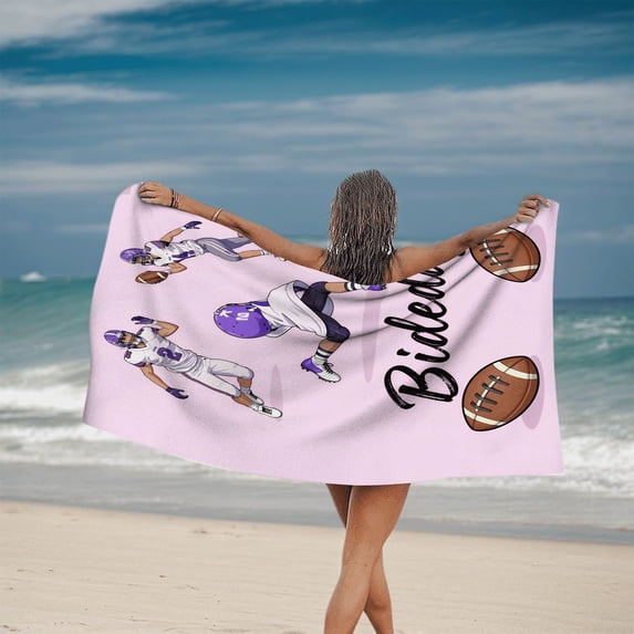 BideDay Football Player Towel - Vibrant Purple Helmet Design Perfect ...