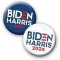 Biden Harris 2024 Buttons - 2-Pack - White and Blue Campaign Logo Pins ...