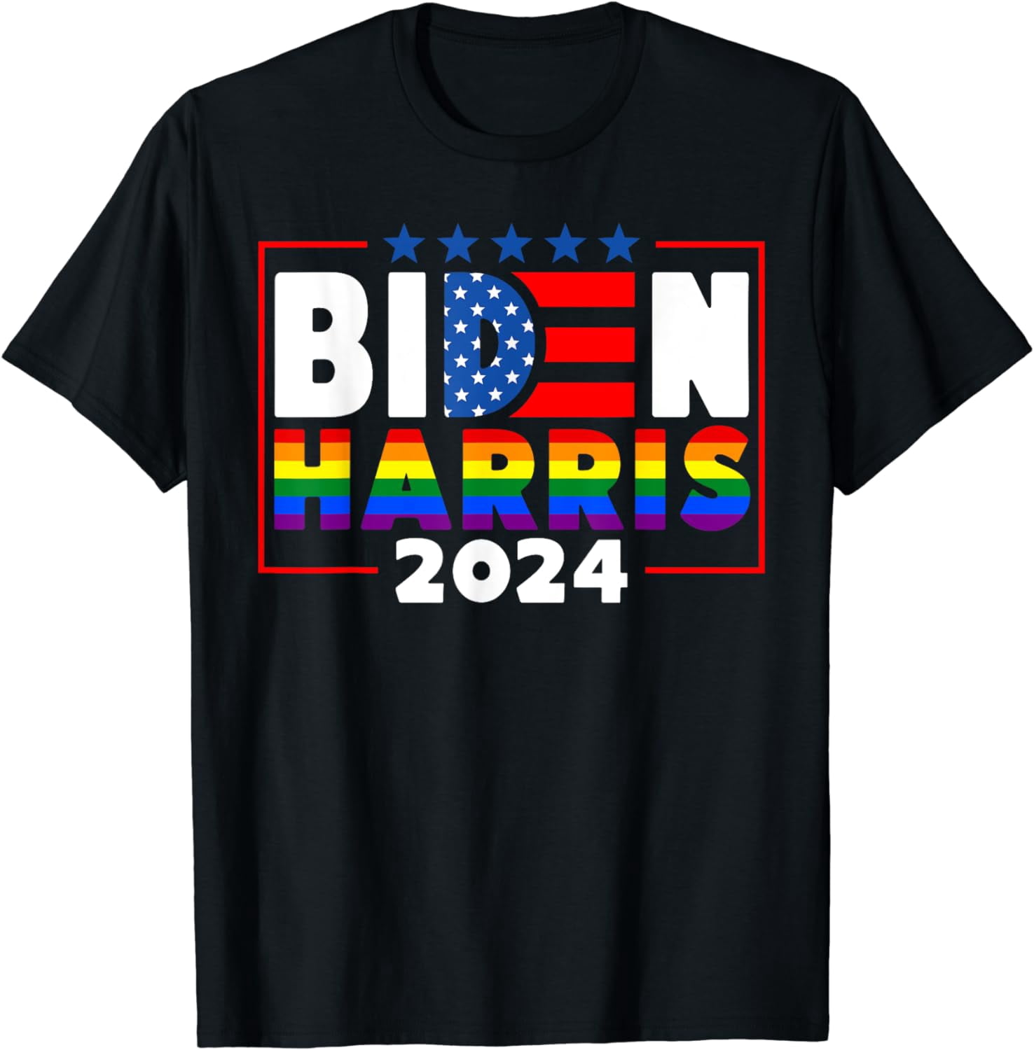Biden Harris 2024 Rainbow Flag Gay Pride LGBT Democrat T-Shirt ...