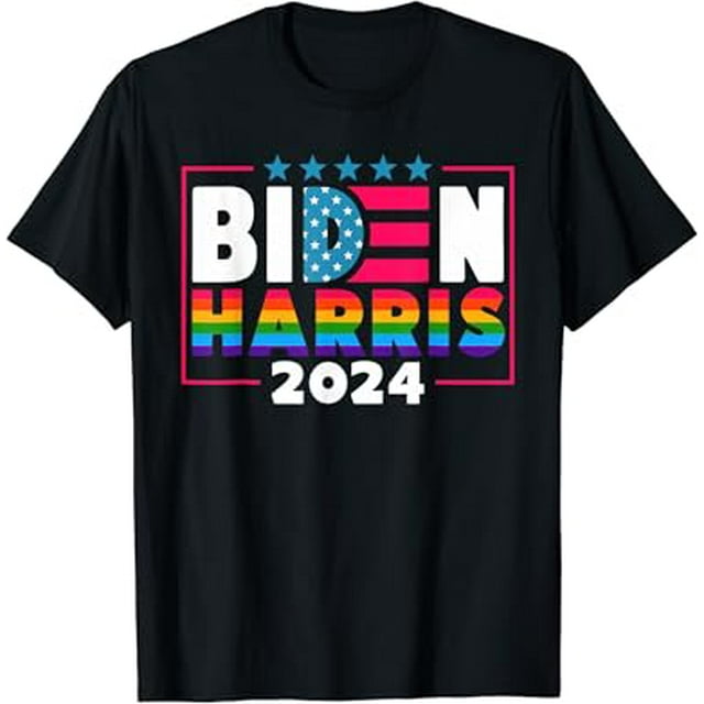 Biden Harris 2024 Rainbow Flag Gay Pride LGBT Democrat T-Shirt ...