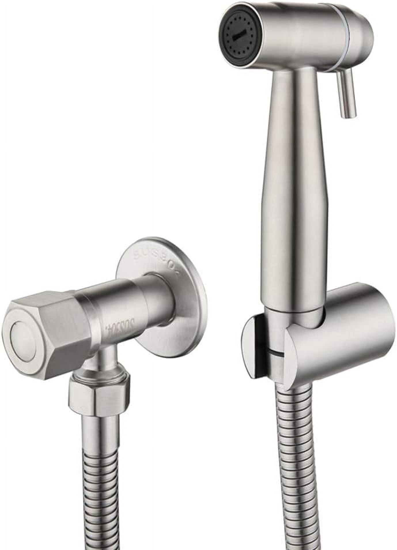 Bidet Sprayer with Single Cold Water Brushed Nickel Portable Cloth ...