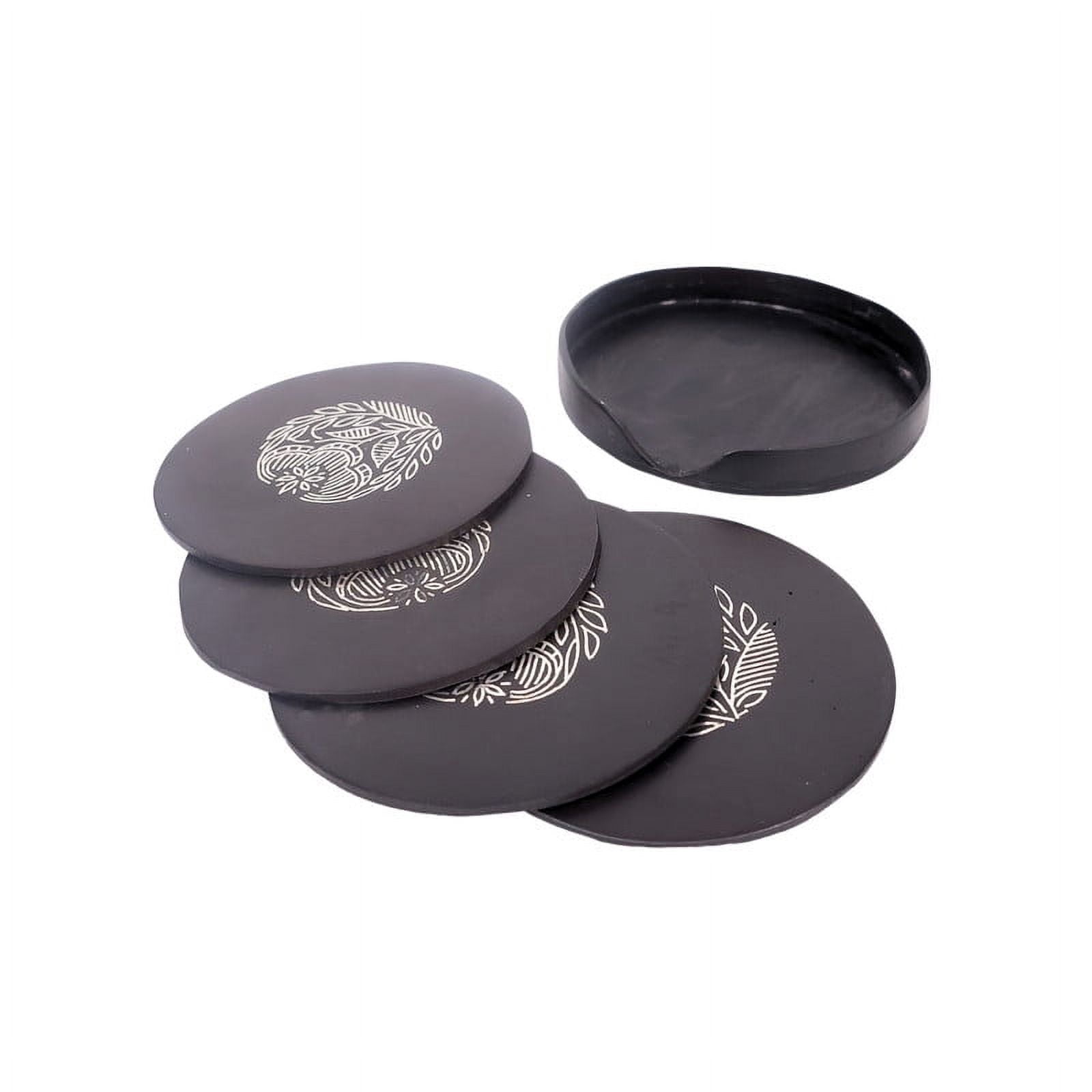 Black Tea Coasters - Bidri Art - Silver Inlay Work - Walmart.com